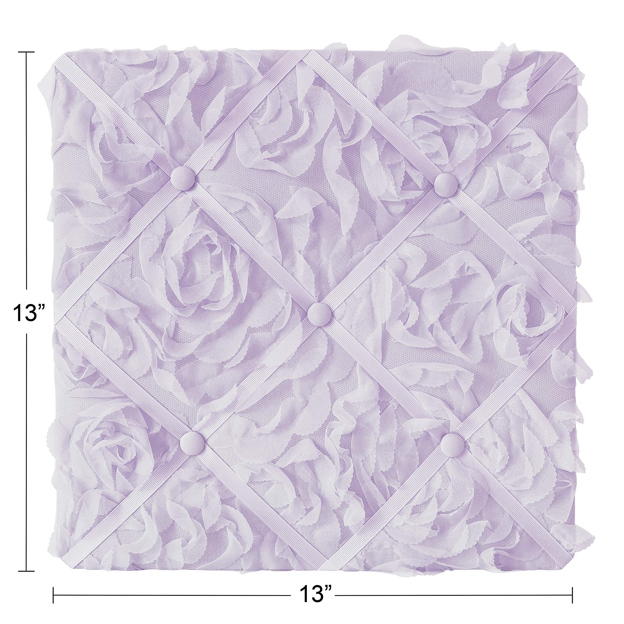 Sweet Jojo Designs Purple Floral Rose Fabric Memory Memo Photo Bulletin Board - Solid Light Lavender Flower Luxurious Elegant Princess Vintage Boho Shabby Chic Luxury Glam High End Roses