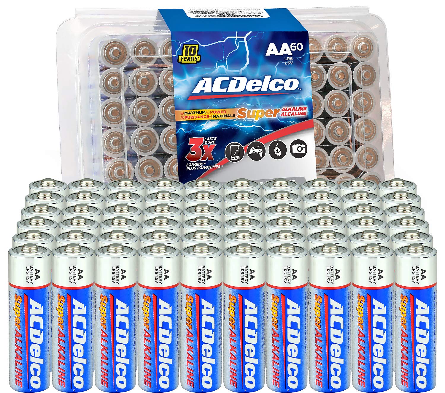 ACDelco 120-Count AAA and AA Batteries | Maximum Power Super Alkaline Battery | 10-Year Shelf Life