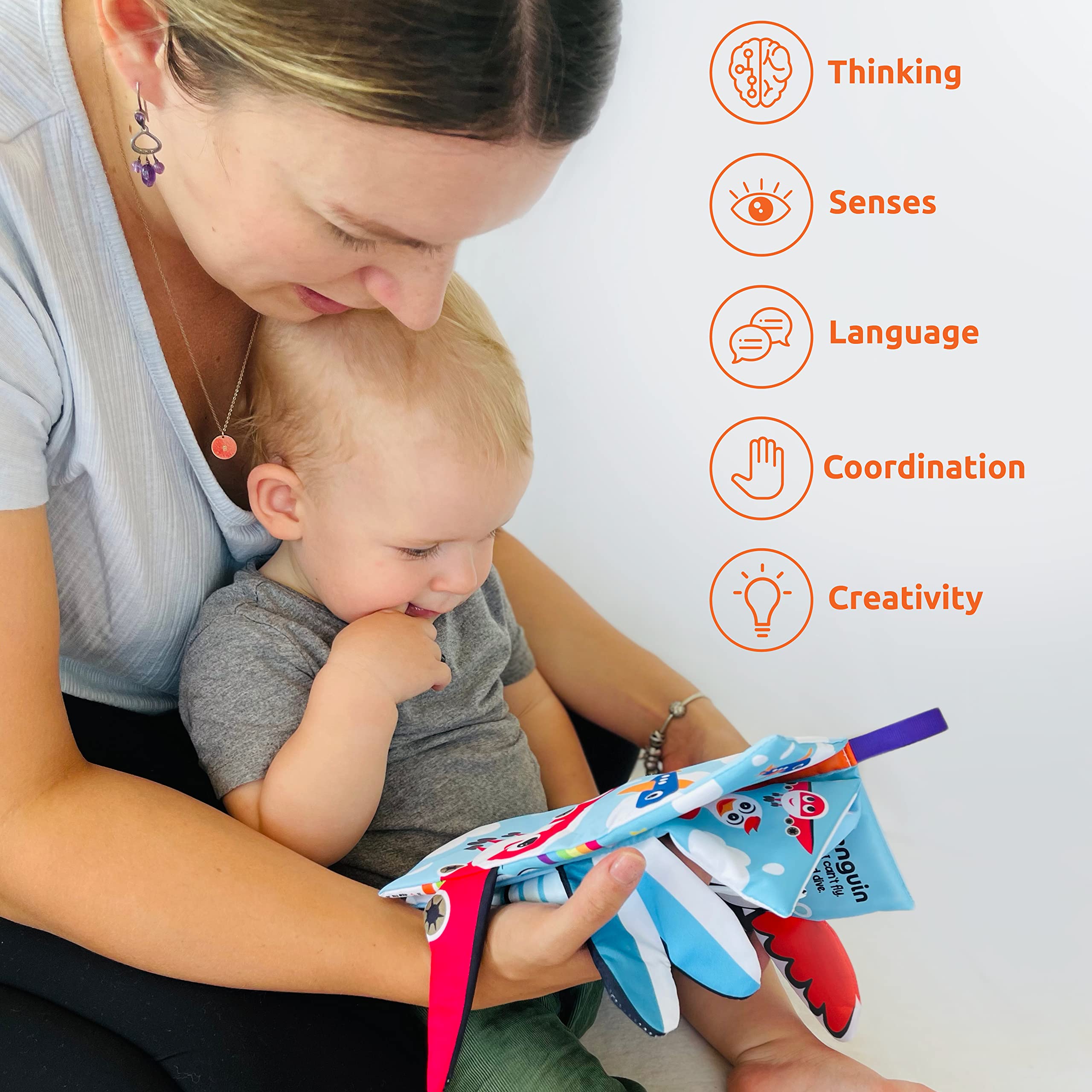 BabyBibi Touch My Wings Soft Crinkle Books for Babies - Touch and Feel Sensory Baby Sensory Toys to Help Early Development & Motor Skills - for Ages 0 Months+