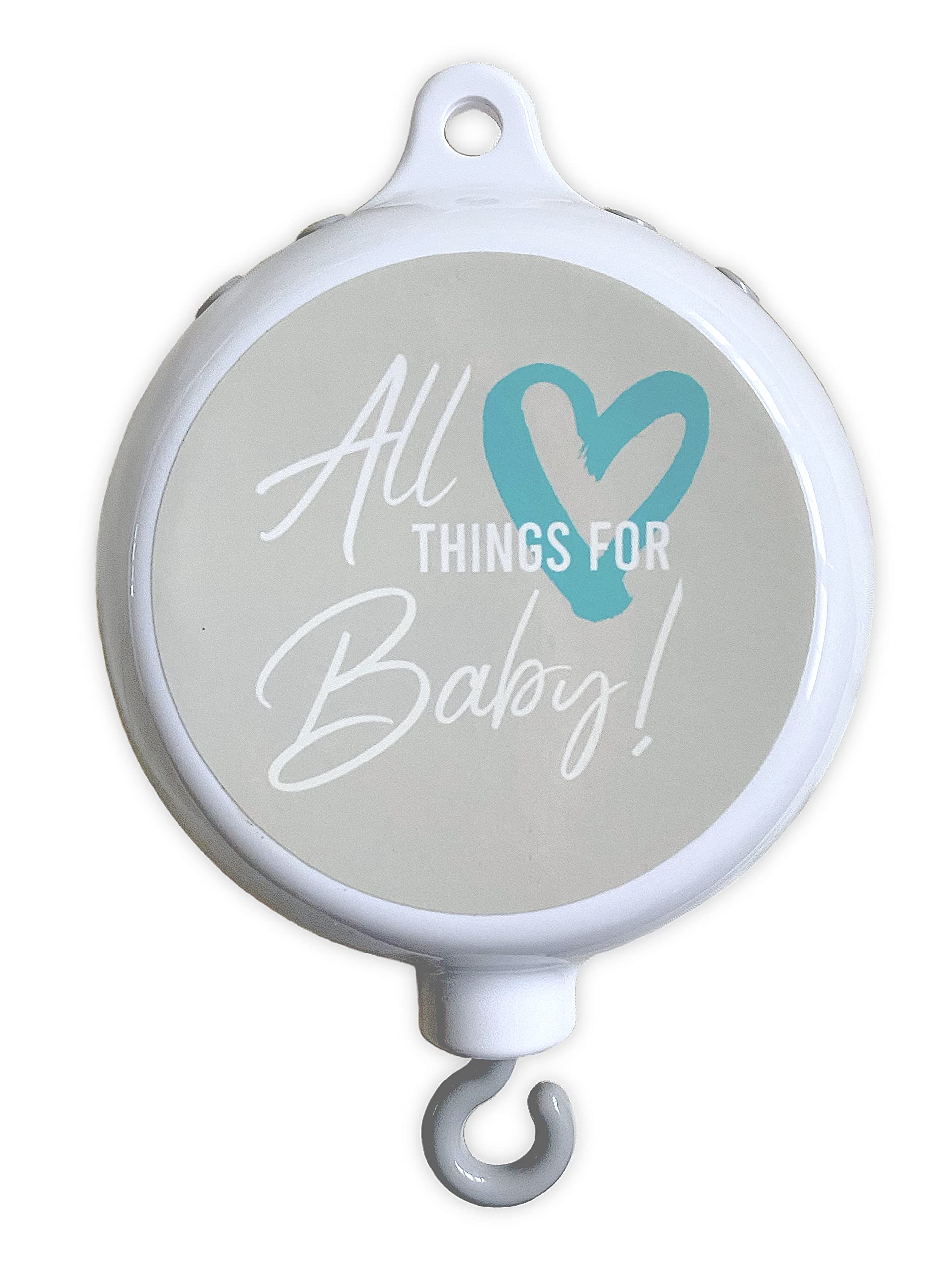 ALL THINGS FOR BABY! Music Box for Crib Mobile with 35 Songs for Baby! Battery-Operated, 360 Rotation Offering Gentle Tunes and Adjustable Volume, Neutral Colors. Perfect for Any Nursery Decor!