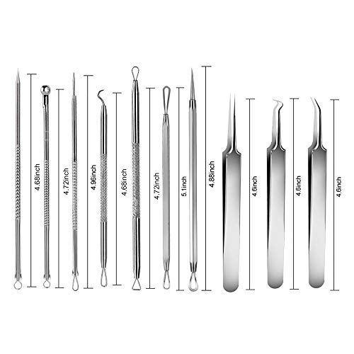 10Pcs Blackhead Remover Pimple Popper Tool Kit, Comedone Extractor, Acne Kit for Blackhead, Zit Removing,Professional Blackhead Extractor Tool for Nose Face