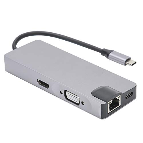 8 in 1 Type‑C Adapter Plug‑and‑Play 2 Fast USB 3.0 Ports Memory Card Reader,for USB Devices,for Audio/Video Connector