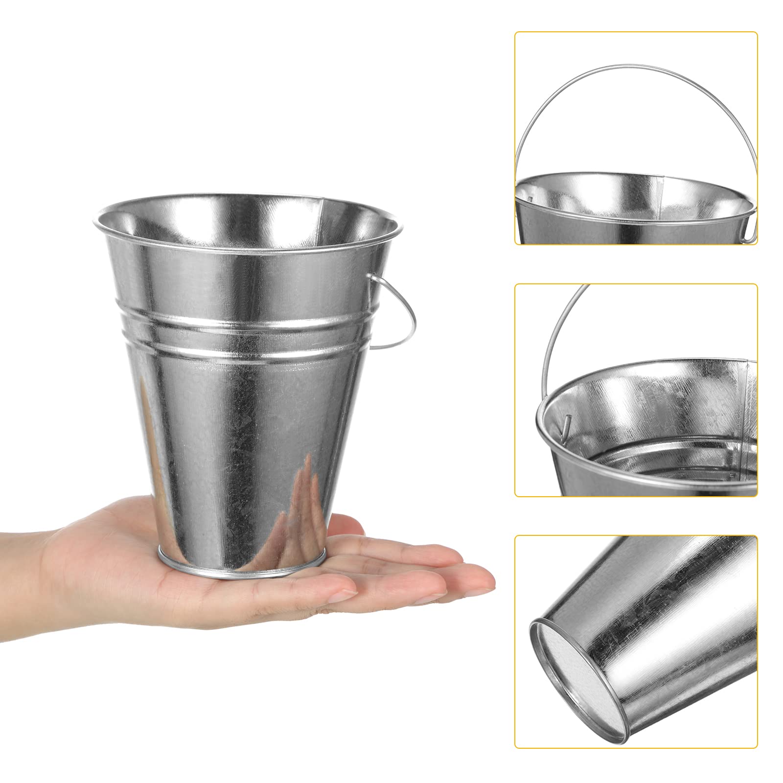 12 Pcs Galvanized Bucket with 12 Pcs Clear Plastic Ice Scoop 20.3 oz Metal Beer Bucket with Handle Metal Pail Mini Toy Container 16 Pcs Blackboard Sticker for Candy Popcorn Snacks Party Supplies