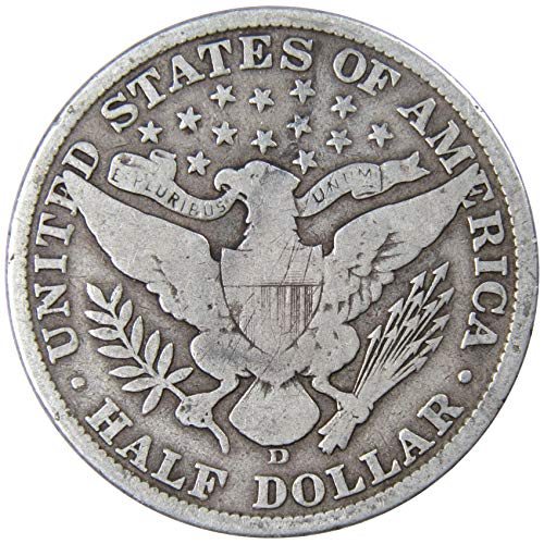 1907 D Barber Half Dollar VG Very Good 90% Silver 50c US Type Coin Collectible