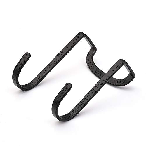 Dewell Multi-Use Over Cabinet Hook, 5 Pack, Stainless Steel, Over Door Double Hook for Drawer Cabinet, Closet, Fence, Kitchen and Bathroom, Black