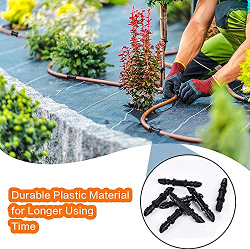 Vseegrs 110PCS Barbed Tee 1/2 inch to 1/4 inch Irrigation Tube Anti-Drop Premiun Quality Fitting (fits 13mm ID/ 4mm ID),6-Way Adapter,Anti-Drop Irrigation Tube,16mm drip Irrigation kit(Black)