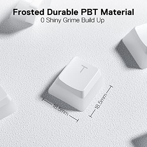 Redragon A130 White Pudding Keycaps, 104 Keys Standard Doubleshot PBT Keycap Set w/Translucent Layer for Mechanical Keyboard, OEM Profile, English (US) ANSI Layout