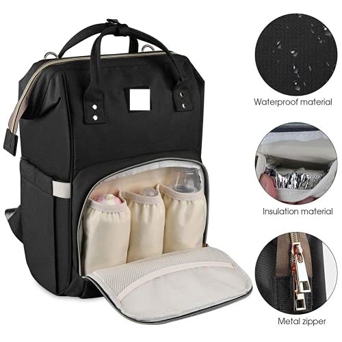 Diaper Bag Backpack Bag Baby Bags for Mom and Dad Maternity Diaper Bag with USB Charging Port Stroller Straps Thermal Pockets,Water Resistant