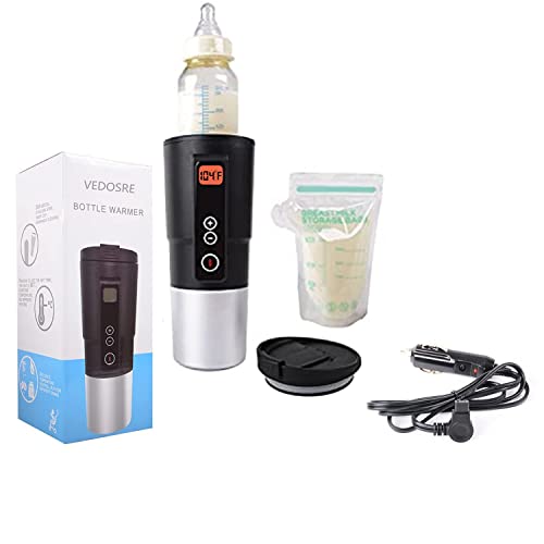 12V Baby Bottle Warmer Car Bottle Warmer for Breastmilk Bottle Heater for Babies Smart Temperature Control Mug for Coffee/Tea/Beverage/Milk and Hot Chocolate (Black)