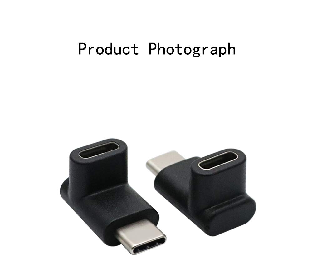 90 Degree Right Angle Type-C Male to Type-C Female Adapter 100W 40G,up and Down 90 Degree Type-c Plug to Jack Expansion Adapter is Suitable for Notebook Computers, Tablet Computers and Mobile Phones