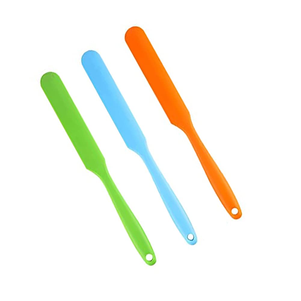 3 Pcs Non-stick Wax Spatulas Reusable Silicone Spatula Waxing Applicator Hair Removal Sticks Applicator Spatula Large Area Scraper Hard Wax Sticks for Home Salon Body Use(Green/Blue/Orange)