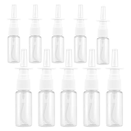 10Pcs Empty Nasal Spray Bottles Plastic Nasal Sprayer Refillable Clear Spray Bottles Containers Pot Fine Mist Sprayer Atomizers Transparent Makeup Cosmetics Essential Oils 10m and 20ml
