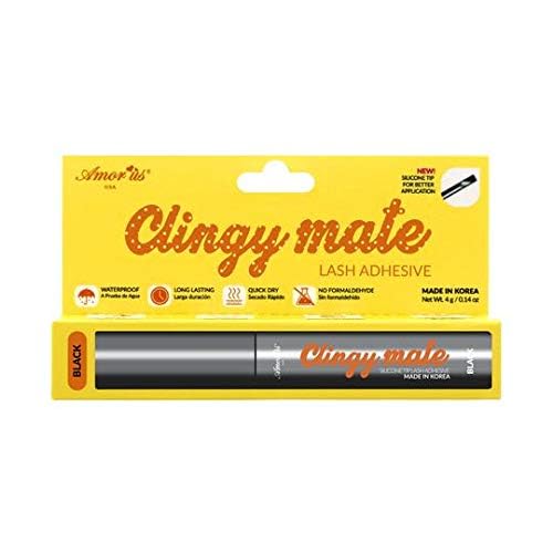 Amorus Clingy Mate Lash Adhesive Silicone Tip (Black) Long-Lasting, Waterproof, Formaldehyde-Free, Mess-Free Application