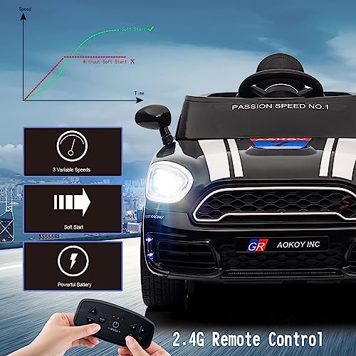 12V Electric Drift Kart, Go Kart for Kids 3+, Battery Powered Ride On Car with Remote Control, Go Carts Drifting Toy Vehicle with Built-in Music, Lockable Doors, Black