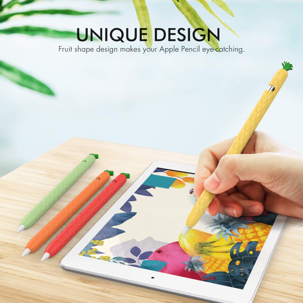 AhaStyle iPencil Case Sleeve Cute Fruit Design Silicone Soft Protective Cover Accessories Compatible with Apple Pencil 1st Generation (Yellow)