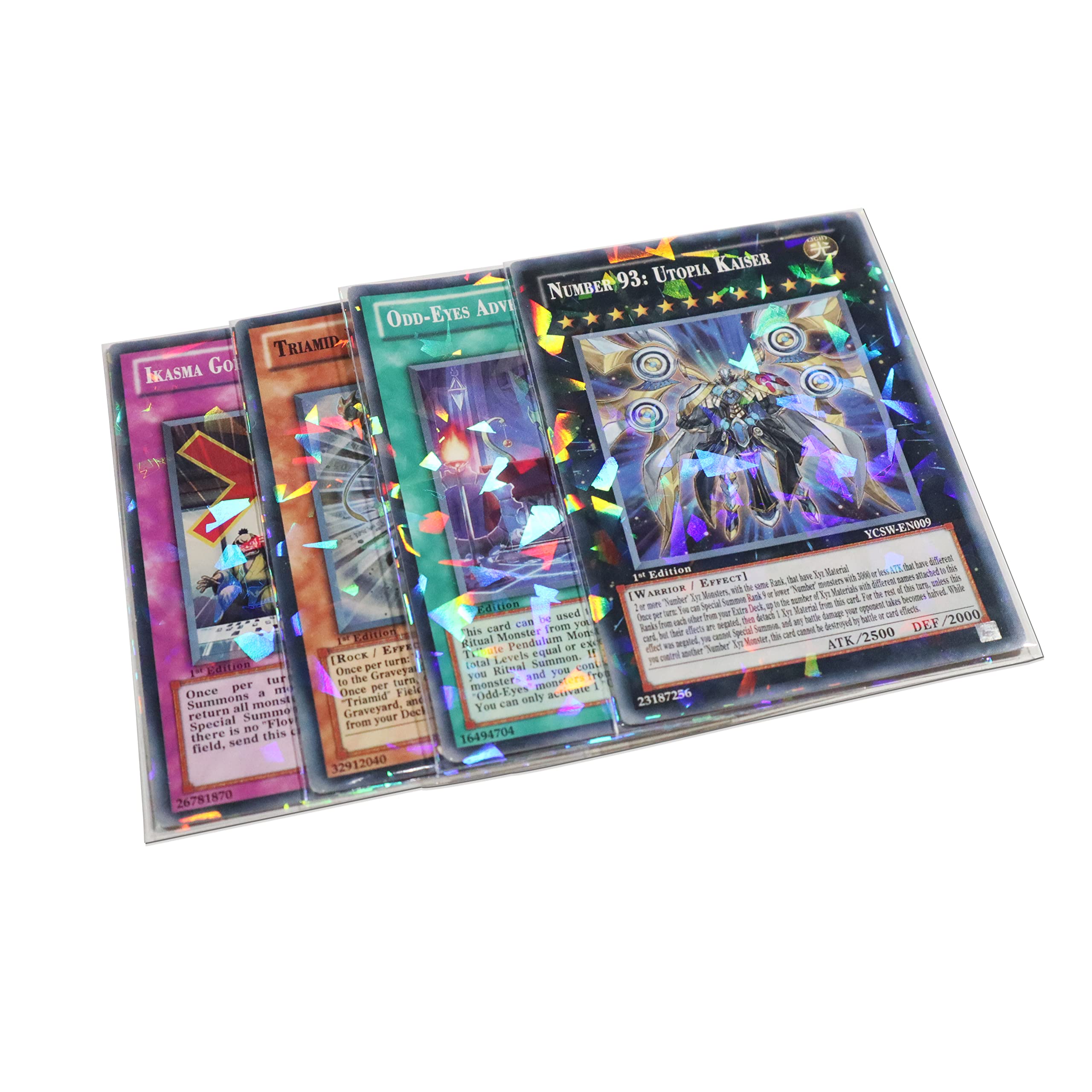 100PCS Holigraphic Gemstone Card Sleeves YGO Card Protectors Japanese Sized Cards Pocket Sleeves (61x88mm, Gemstone)