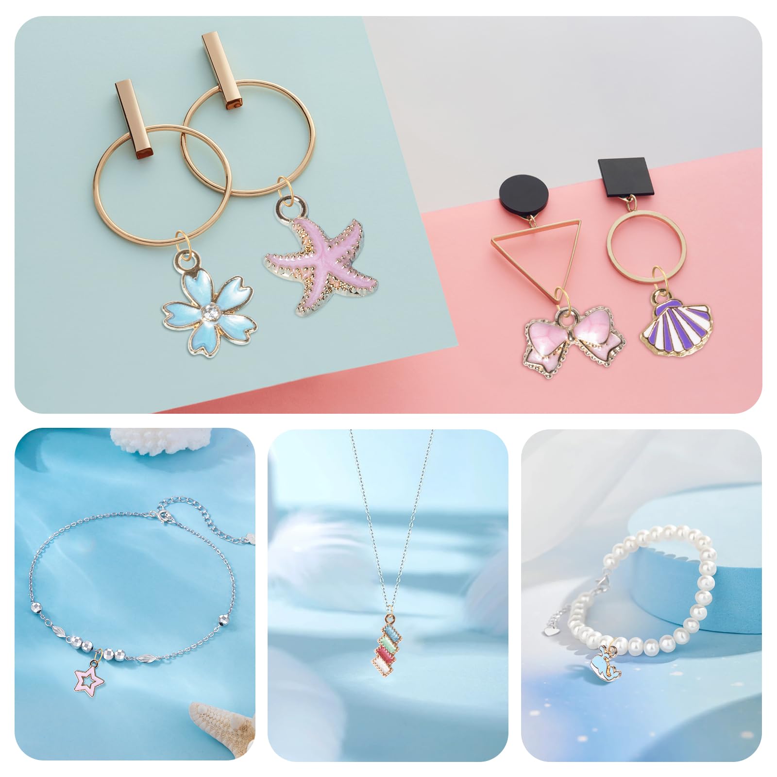 110PCS Bracelet Charms, Assorted Jewelry Making Charms, Gold Plated Enamel Charms Pendants for Necklace Bracelet Jewelry Making
