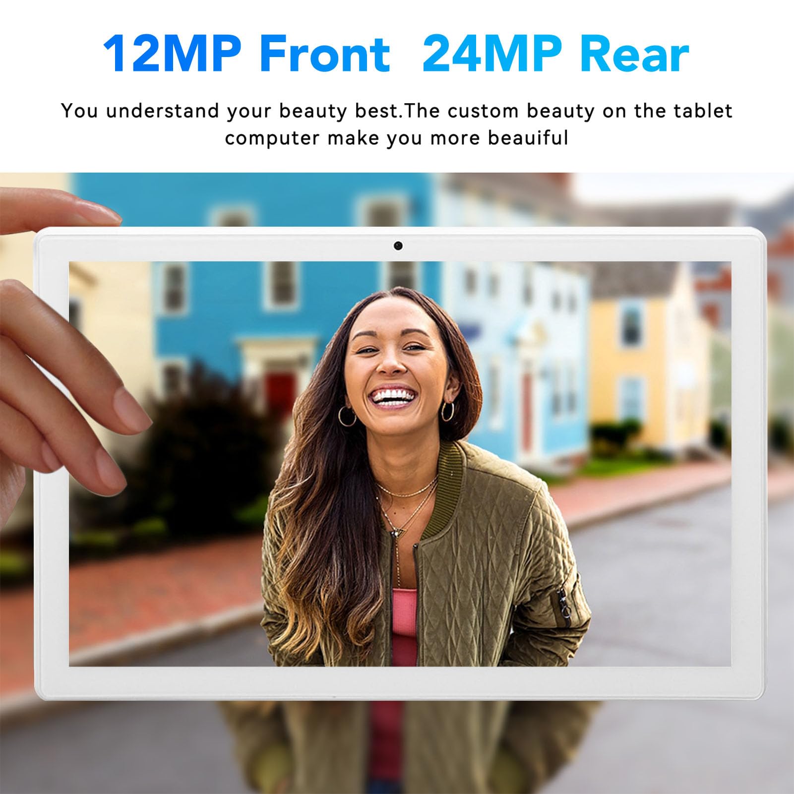 10.1 Inch 2 in 1 Tablet with Keyboard,11.0, 12GB RAM 256GB ROM, Dual 4G Cellular, Octa Core Processor, 18MP Camera, WiFi,Certified Tablet PC (White)