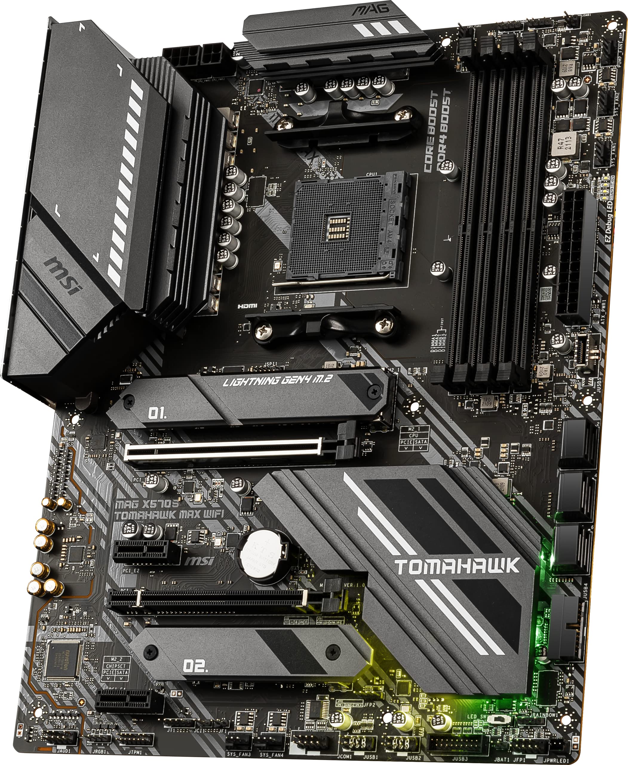 MSI MAG X570S Tomahawk WiFi Motherboard (AMD AM4, DDR4, PCIe 4.0, SATA 6Gb/s, M.2, USB 3.2 Gen 2, AC Wi-Fi 6, HDMI, ATX)