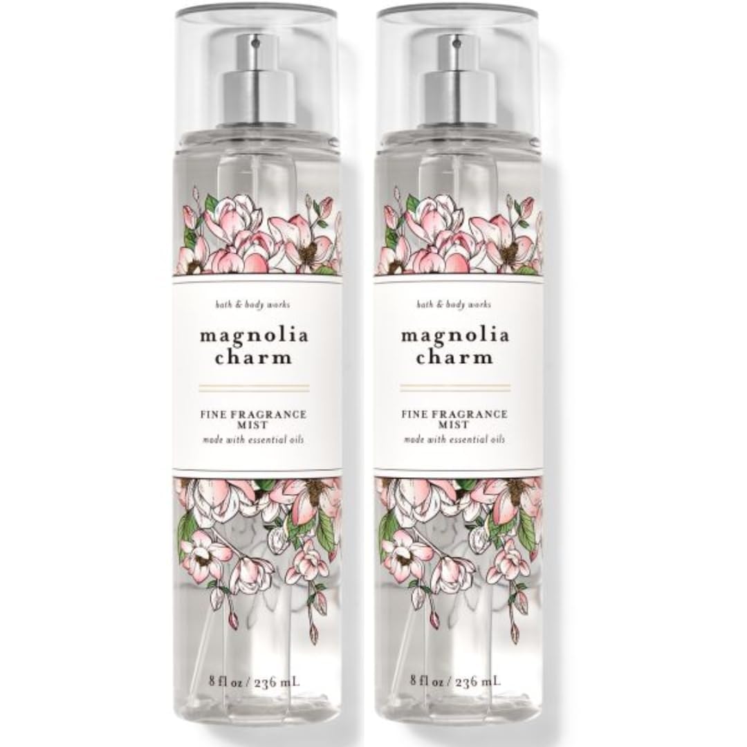 Bath and Body Works Magnolia Charm Fine Fragrance Mists Pack Of 2 8 oz. Bottles (Magnolia Charm)