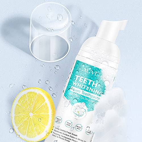 2 Pack Teeth Whitening Mousse - 2X 60ml Foam Whitening Toothpaste, Ultra-fine V-34 Mousse Foam Deeply Cleaning Gums, Stain Removal, Oral Care,Natural Mouth Wash Water