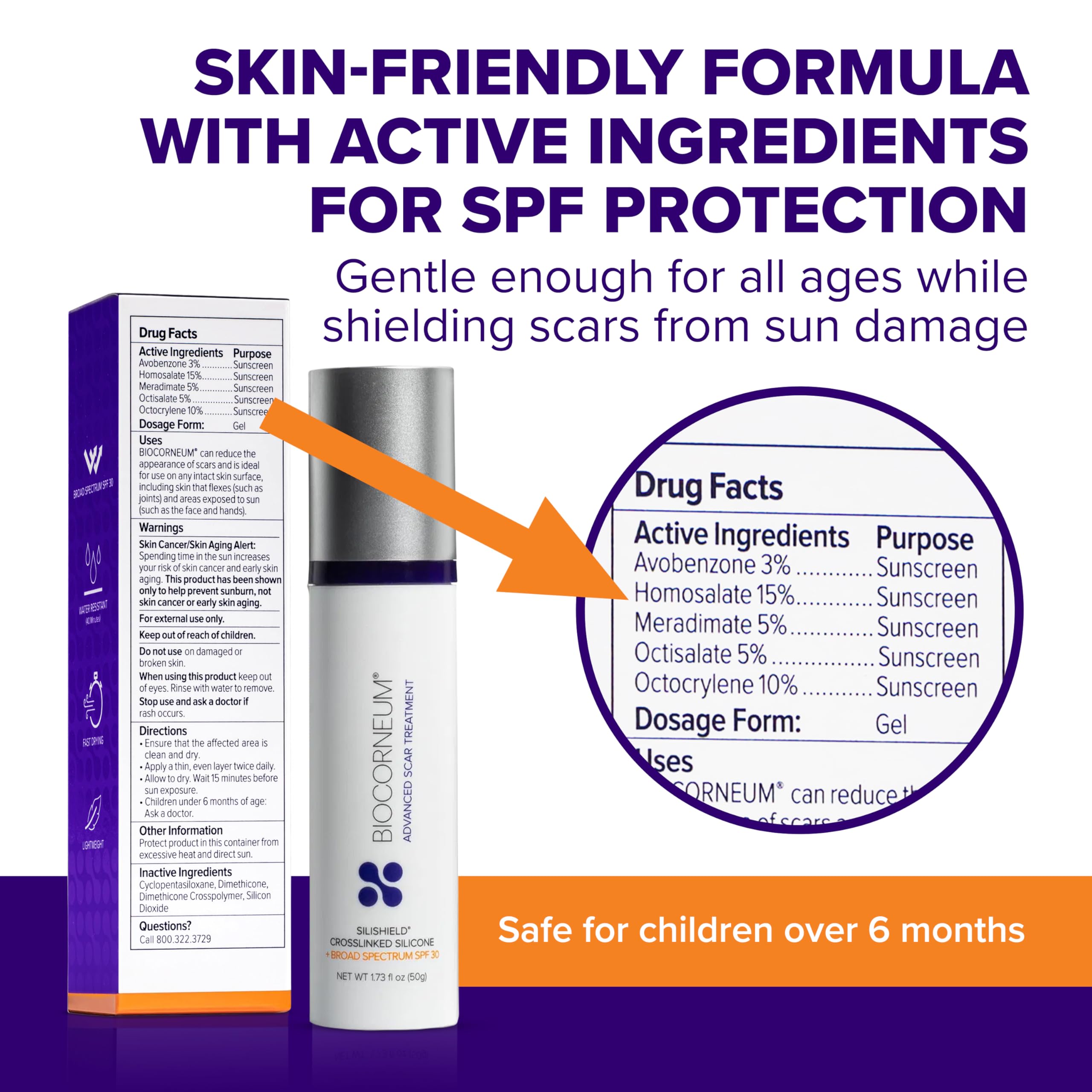 Advanced Scar Treatment with Silishield® & SPF 30 50g – Made in the USA, Fast-Drying, Water-Resistant Silicone Scar Gel - Surgeon Recommended for New & Old Scars - Suitable for Children Over 6 Months