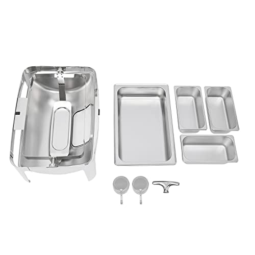 14 QT Chafing Dish Buffet Set,Stainless Steel Buffet Food Warmer Set with Viewing Lid & Roll Top,3 Pots Chafing Dishes Buffet Heating Tray for Parties and Catering