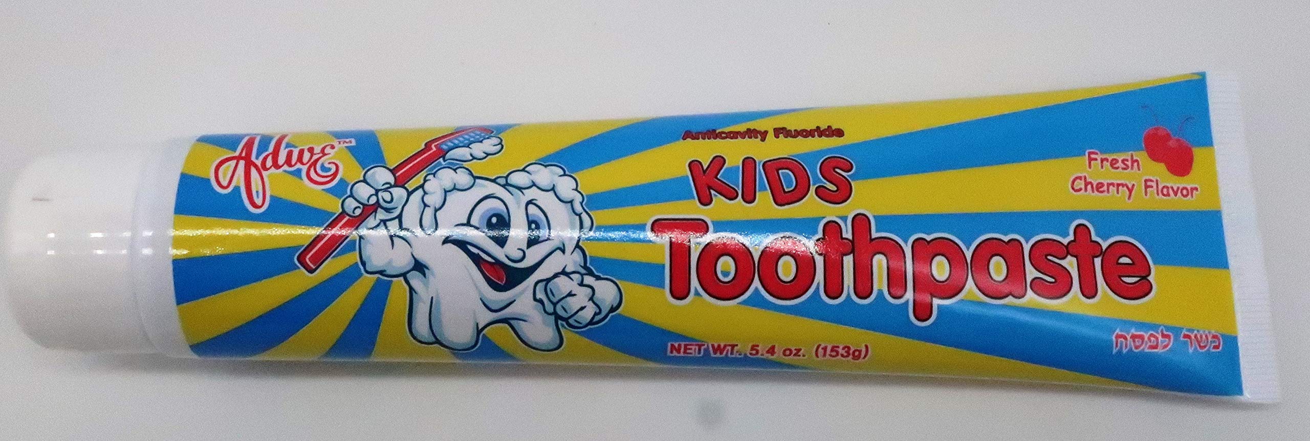 ADWE Labs Cherry Flavor Kids Toothpaste, Anticavity with Flouride, Great Taste to Encourage Good Brushing Habits, Kosher, Free of Animal Derivatives or Grains, Not tested on animals 5.4 Oz