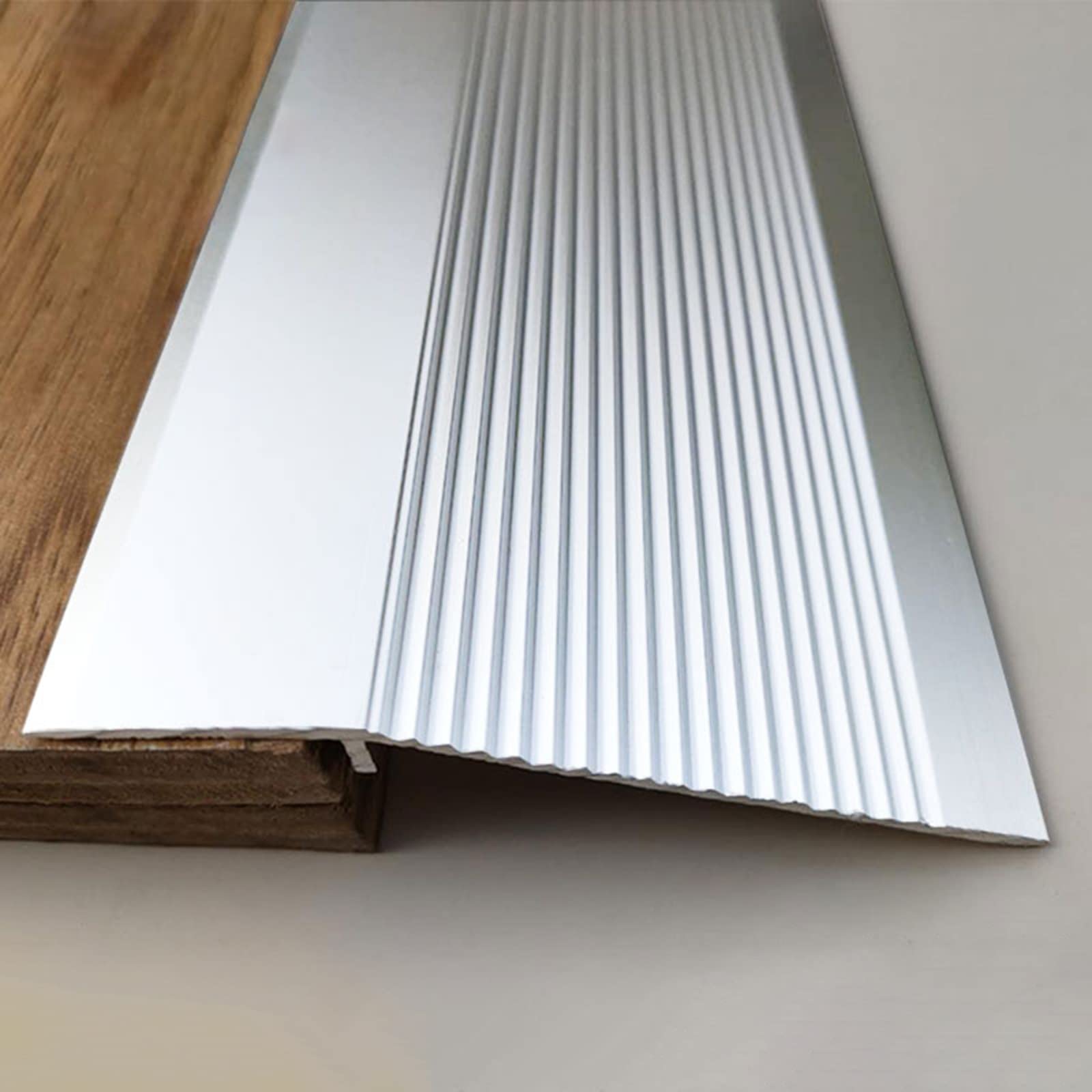10cm Extra Wide Floor Transition Strip Aluminum, Carpet/Tile Threshold Reducer for Vinyl Flooring, Home Walkers Entry Ramp (Color : Silver, Size : Length 0.9m/35 in)