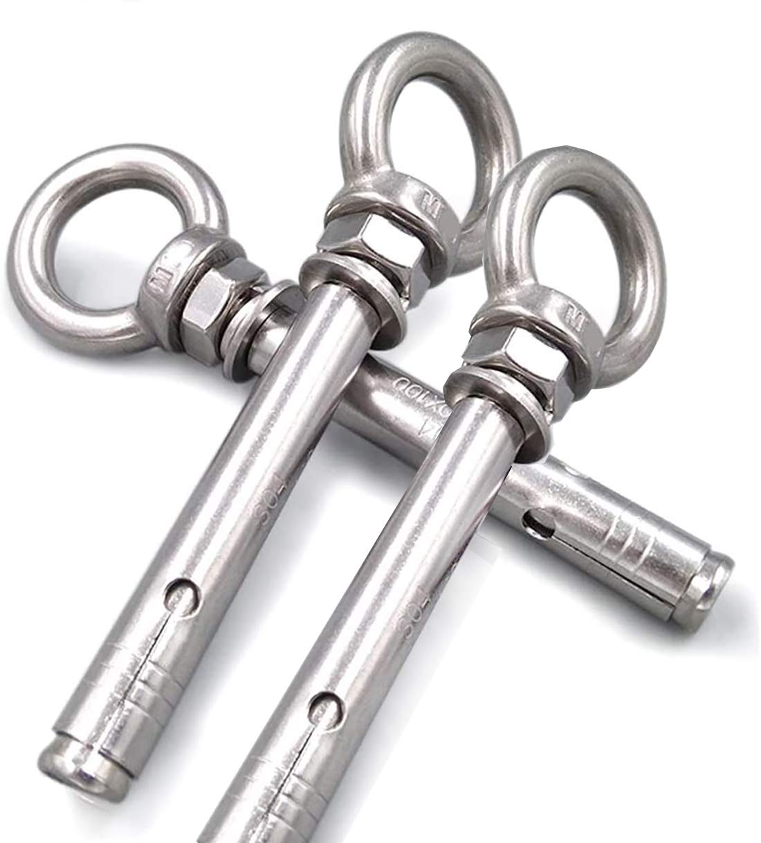 Amycheer Ring Lifting Expansion Eyebolt Screw Bolt 304 Stainless Steel Closed Hook Anchor Eye Bolt Wall Concrete Expansion Screws Bolts M6x80mm 5 Pack