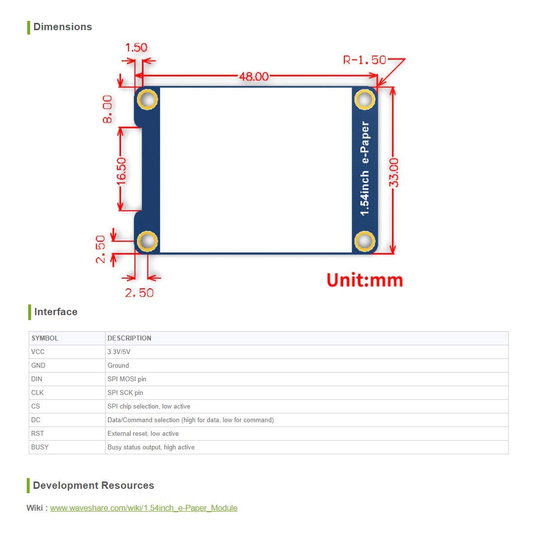 200x200 Resolution 1.54inch E-Ink Display Module Electronic E-paper Sreen with Embedded Controller SPI Interface Support Partial Refresh for Raspberry Pi/Arduino/Nucleo