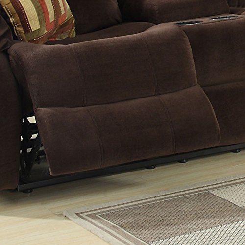 AC Pacific Tracey Collection Contemporary 3-Piece Tufted Living Room Set with Sectional, Queen Sofa Bed, and Reclining Loveseat with Storage Console and Cup Holders, Chocolate