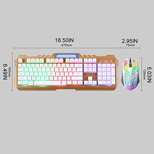 Wired Gaming Keyboard Mouse Combo Set,Colorful LED Backlit Desktop Computer Gaming Keyboad,Lighted Laptop Gaming Mouse Keyboard kit