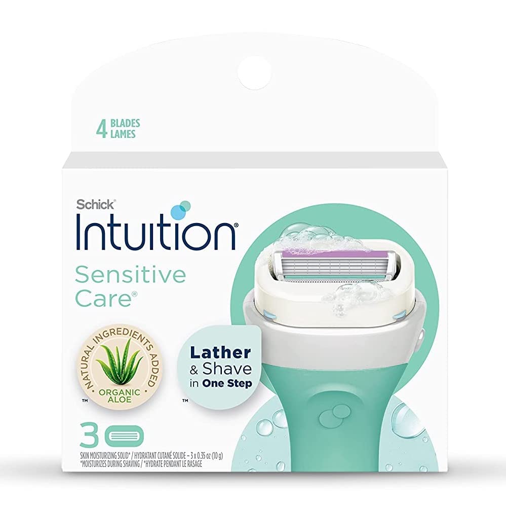 Schick Intuition Sensitive(Aloe) Renewing Moisture Women Razor Refill Cartridges, 12 count(4Pack), New Version 2022