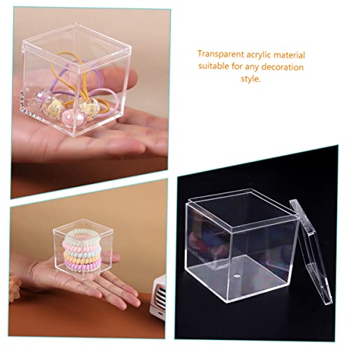 12pcs Items Cm Cases with Mini Container Showcase Candy Lid Cube Clear for Collectibles Storage Small Treat Stackable Plastic Cubes Display Square Case Acrylic Jewelry Containers