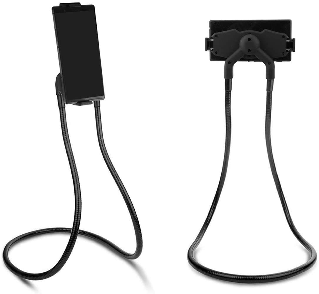 360 Degree Flexible Smart All Cell Phone Holder Adjustable Rotating Mounts with Multiple Function Bracket for Table, Bed, Car, Hang Neck, Bed Neck, Put Any Where You Want (Black, 12.56.4cm)