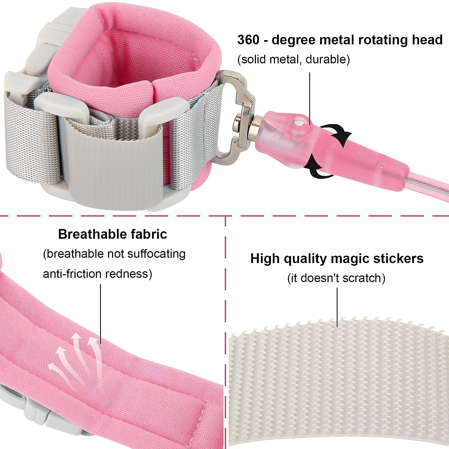 Blisstime Toddler Leash, 【2 Pack】Kid Leash Anti Lost Wrist Link with Key Lock Upgraded Baby Leash with Safety Wristband Rope for Babies Toddlers Child Kids