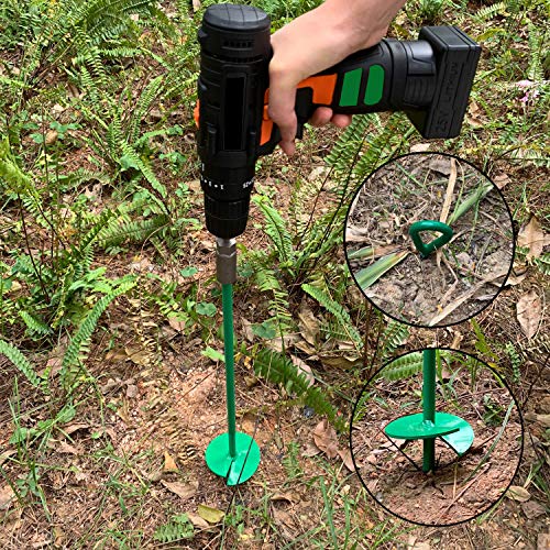 Cyleodo 18" Long Green Ground Anchor Kit(4 Pcs/Set), 3" Wide Helix,Heavy Duty Anchor Hook with Solid Steel Shaft,Best Choice for Swing Sets, Securing Animals,Camping Tent, Canopies, Car Ports, Sheds …