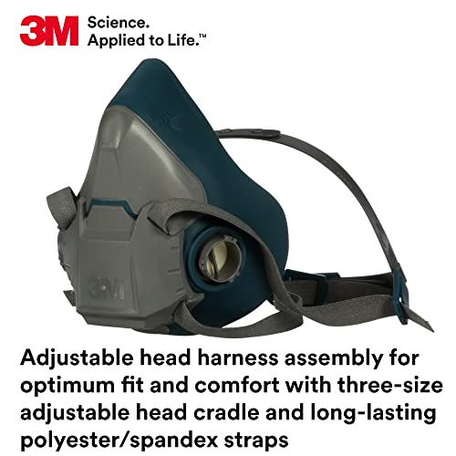 3M 051131494898 Rugged Comfort Half Facepiece Reusable Respirator 6502/49489, Cool Flow Valve, Silicone, Welding, Sanding, Cleaning, Grinding, Assembly, Machine Operations, Medium