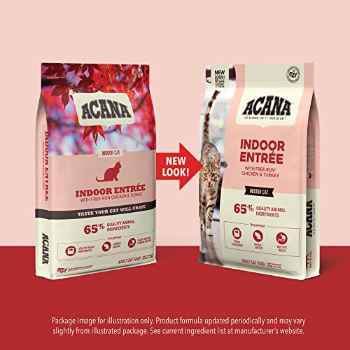 Acana Dry Cat Food for Indoor Cats, Indoor Entrée, Chicken, Turkey, Whole Herring, and Rabbit, 4lb