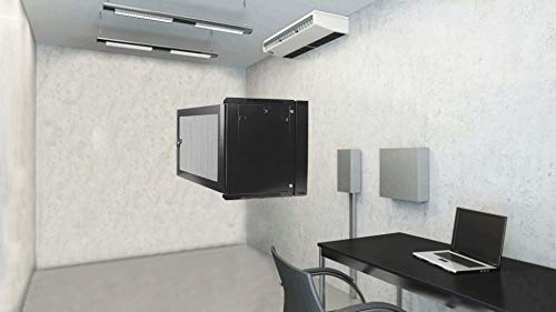 AEONS 9U Professional Wall Mount IT Cabinet Enclosure Double Section Hinged Swing Out 19-Inch Server Network Rack with Vented Door 22-Inches Deep Black (Fully Assembled)