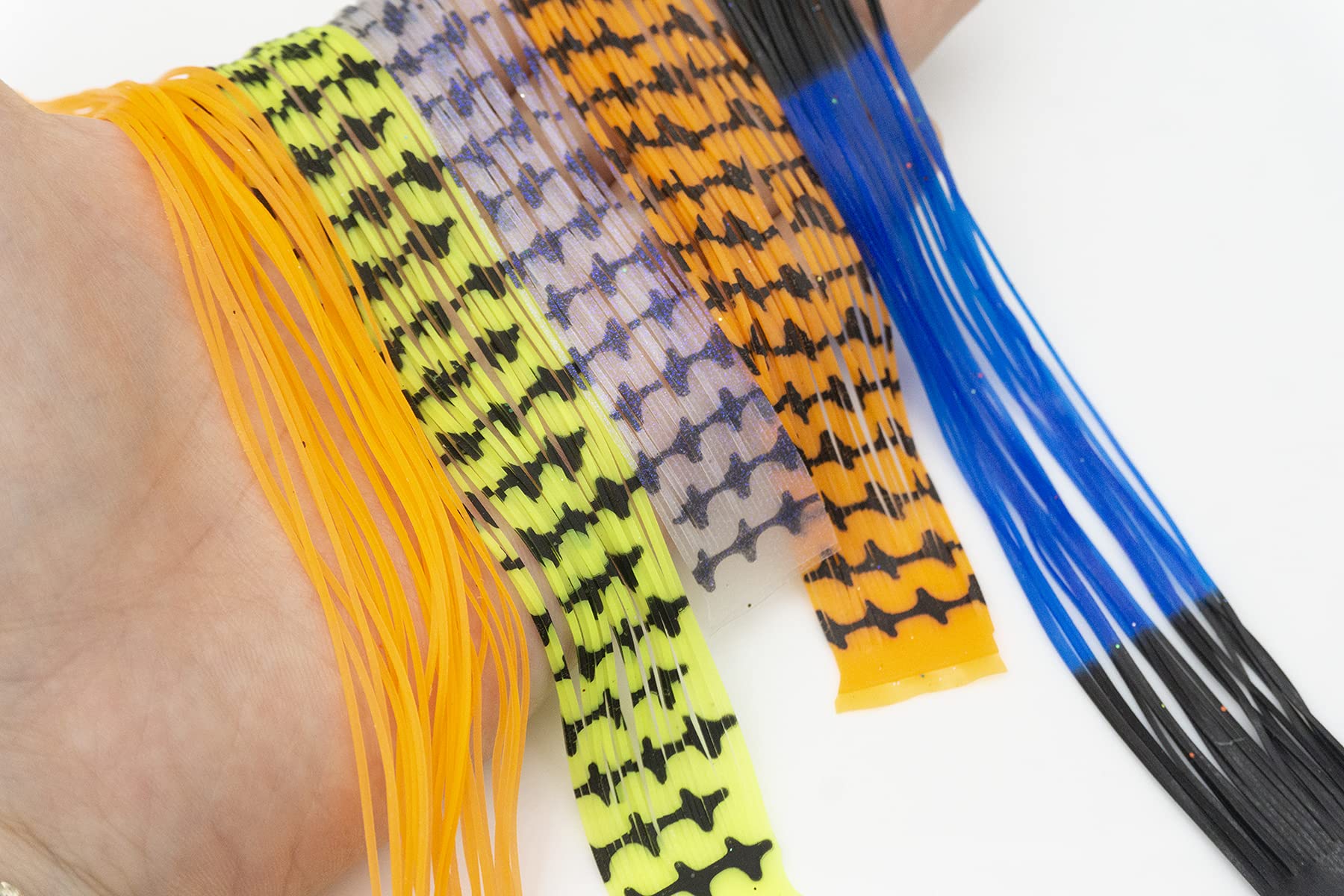 10 Colors 20 pcs Fishing Jig Lures Rubber Skirt Tab Multicolor Silicone Skirts Whole Sheet DIY Spinner Bait Squid Rubber Thread Lures Regular Skirt Collars Included Fly Tying Material Stripe Spots