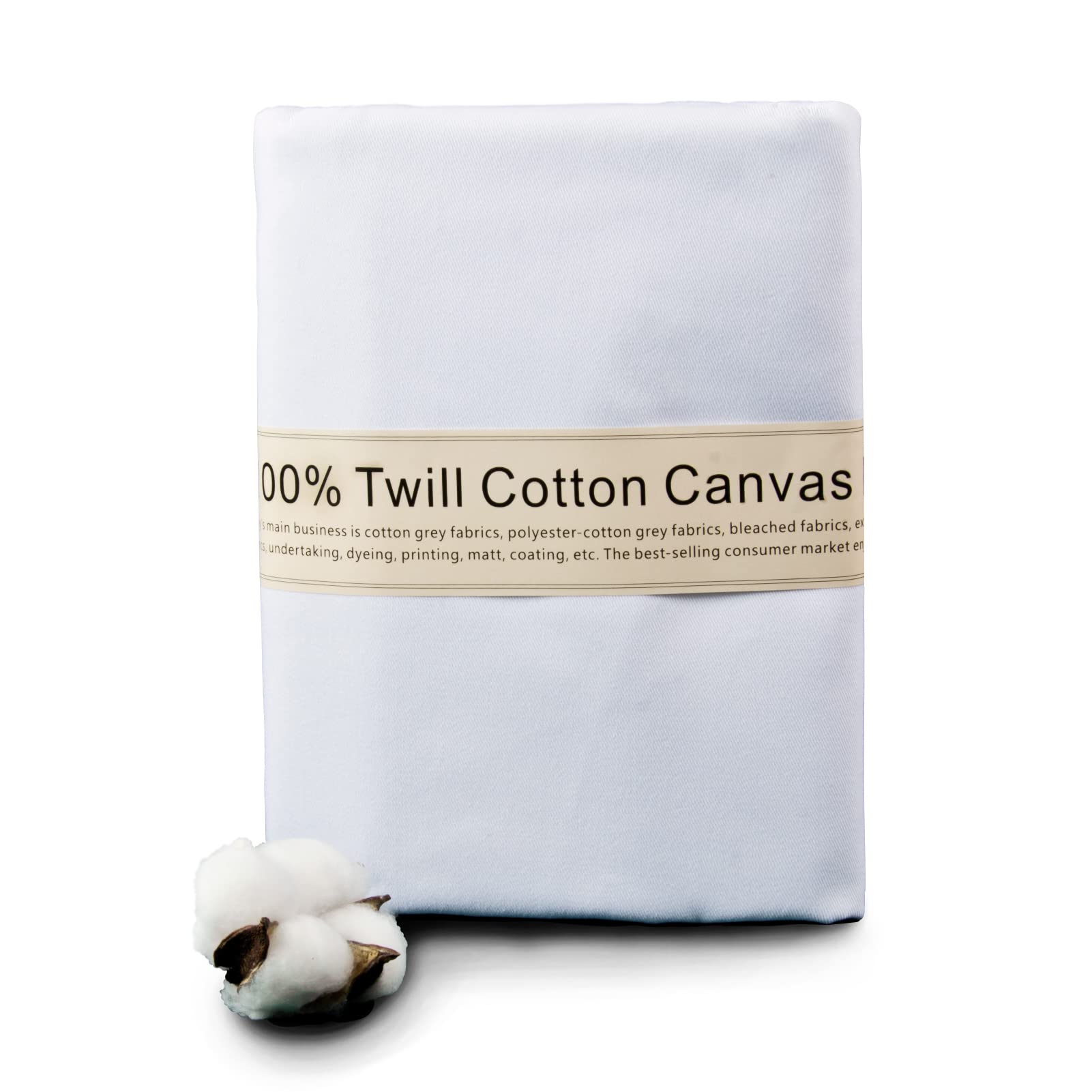 2 Yard White Twill Cotton Canvas Fabric,Natural Thick Cotton Poplin Fabric By The Yard,59 Inches Wide 100% Cotton Fabric, Embroidery Muslin Quilting Fabric Material for Sewing Material Apparel Cloth
