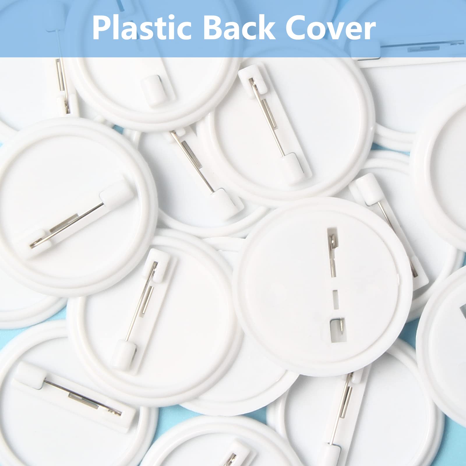 100 Pieces Blank Button Badge Parts for Button Maker Machine, Metal Shells, Plastic Back Cover and Clear Mylar Components, DIY Crafts Arts Supplies for Presents, Souvenirs (58mm)