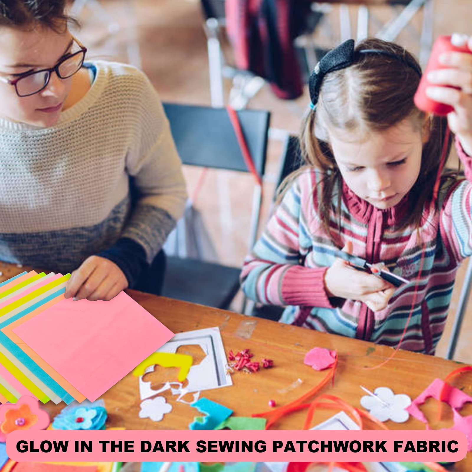 10pcs Glow in The Dark Fabric,Glow in The Dark Sewing Patchwork Fabric,Luminescent Quilting Fabricfor DIY Sewing, School Projects, Decoration, Crafting Projects and Multiple Usage(10in×10in)