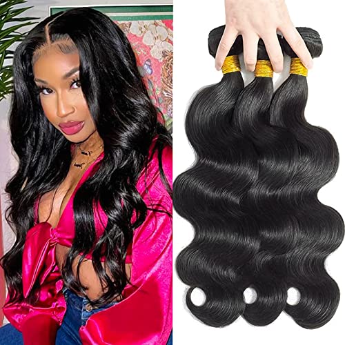 Glowig Body Wave Bundles 18 20 22 Inch 100% Unprocessed Virgin Human Hair Body Wave Bundles Body Wave 3 Bundles Human Hair Extensions for Black Women