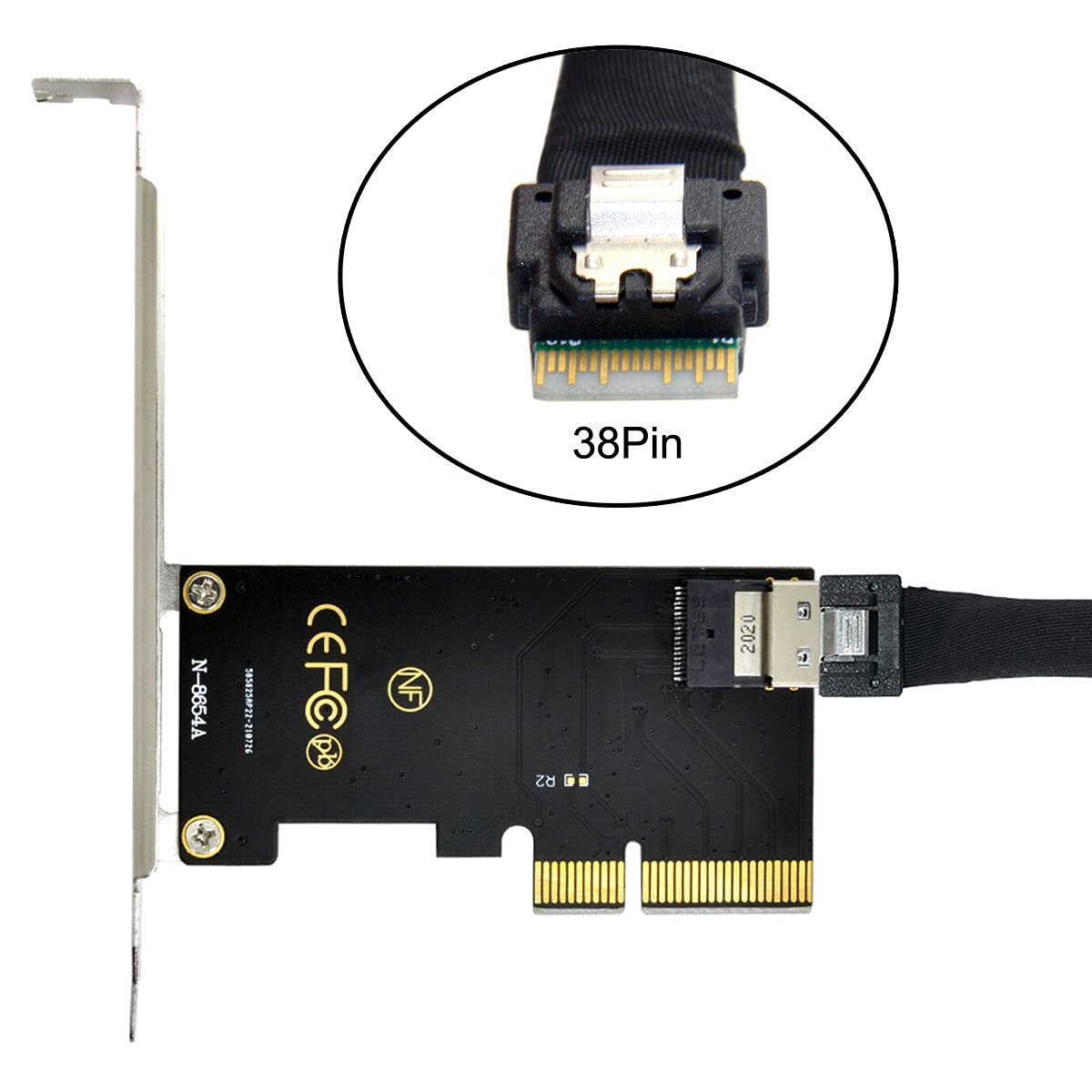 Cablecc PCI-E 4X to U.2 U2 Kit SFF-8639 to SFF-8654 Slimline SAS NVME PCIe SSD Adapter for Mainboard
