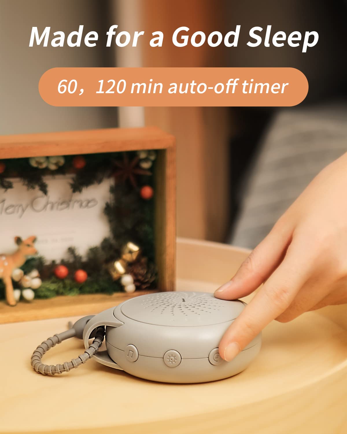 OLOWN Portable White Noise Machine for Baby, Sleep Sound Machine with 12 Soothing Nature Lullaby Sounds, Sleep Therapy Machine with Night Light, Timer and Child-Lock, USB Rechargeable