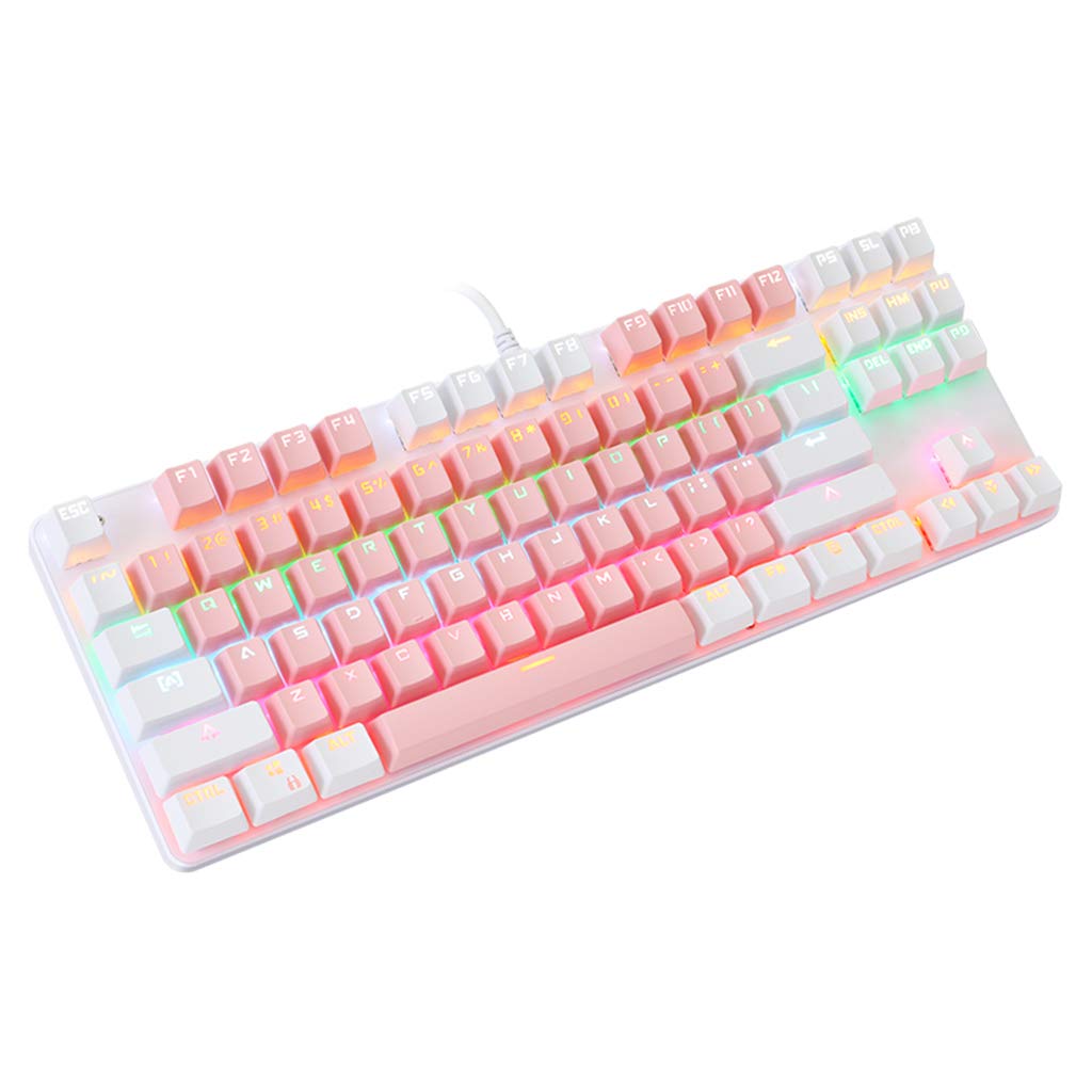 BLUEXIAO K100 87-Keys Blue Switch Mechanical Keyboard Aluminum Alloy-ABS Ergonomic Keyboard High Responsiveness Gaming Keyboard for PC Laptop Players K100 87-Key Green Axis Keyboard