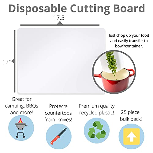 Crown 50 Count Premium Quality Disposable Cutting Boards ~10 Inch X 13.5 Inch Disposable Sheets For Kitchen And Commercial Use ~ Patent Pending ~ Recyclable Disposable Cutting Board Sheets